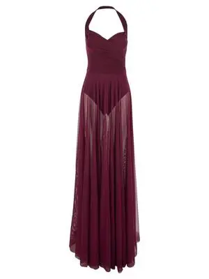 Norma Kamali Halterneck Maxi Dress - Plum