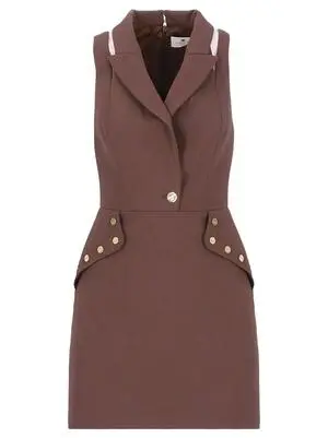 Elisabetta Franchi Sleeveless Fitted Dress With Pointed Collar - Red