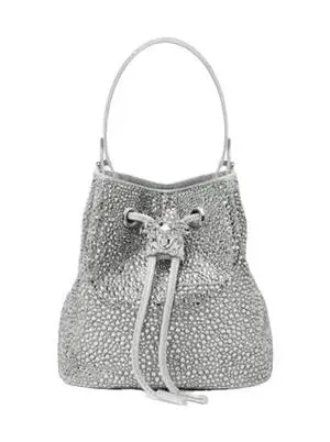 Versace La Medusa Embellished Satin Mini Bucket Bag - Silver