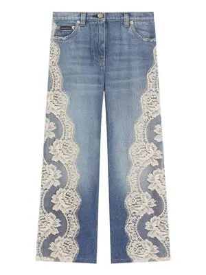 Dolce & Gabbana Lace Detail Jeans - Blue