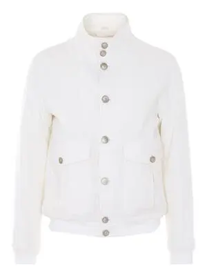 Herno Button-up Bomber Jacket With High Collar - White