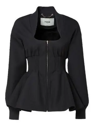 Fendi Peplum Hem Square-neck Jacket - Black