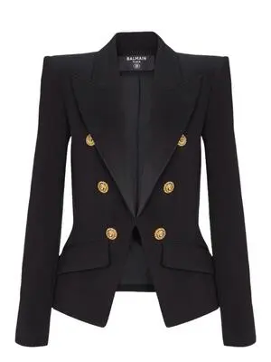 Balmain 6-button Jacquard Blazer - Black