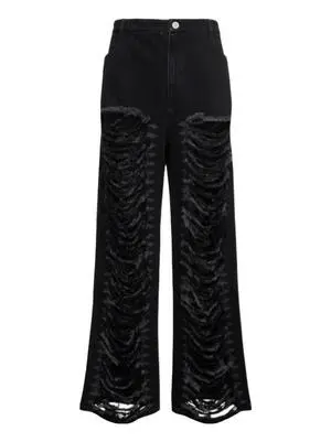 DION LEE Vintage-style Distressed Denim Trousers - Black