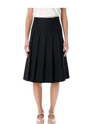 A.p.c. Pleated Flared Skirt - Black