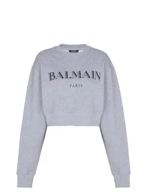 Balmain Printed Crew-neck Sweatshirt - Gray