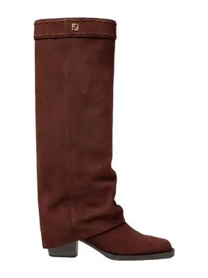 Fendi Minerva Square-toe Boots - Wine Red