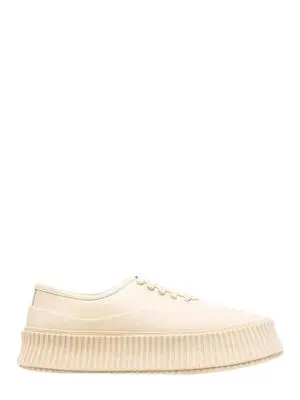 JIL SANDER Leather Lace-up Sneakers With Ridged Sole - Nude