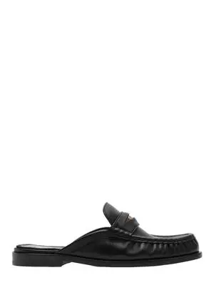 Burberry Cadet Gathered Leather Mules - Black