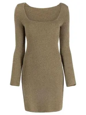 Nanushka Leah Square-neck Knitted Dress - Brown