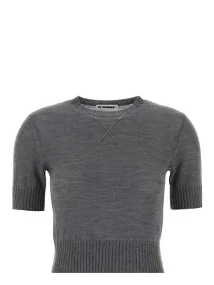 JIL SANDER Short-sleeved Knit Top - Black