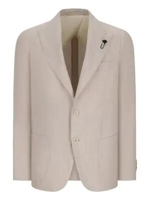 LARDINI Notched Lapel Tailored Jacket - Nude