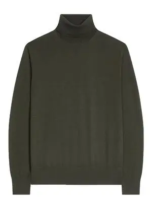Dries Van Noten Merino Wool High Neck Sweater - Deep Khaki