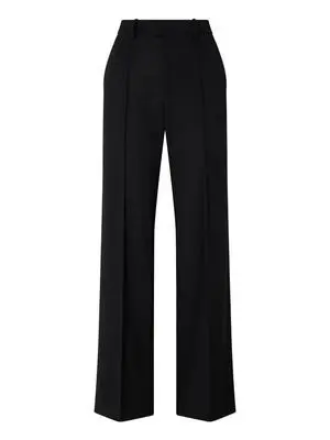 NILI LOTAN Wool Twill Pleated Straight-leg Trousers - Black