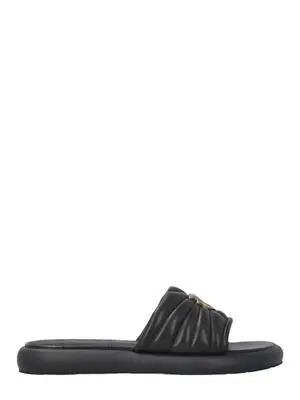 Pinko Quilted Logo Appliqué Slide Sandals - Black