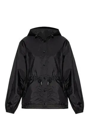 Moncler Hooded Long Sleeve Jacket With Drawstring Waist - Black