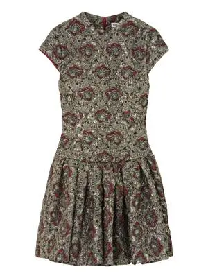Simkhai Elowen Pleated Metallic Jacquard Mini Dress - Multi-color