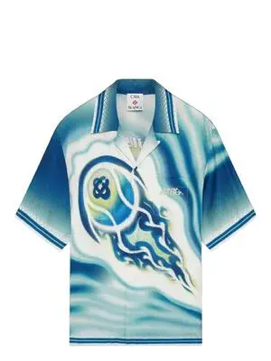 Casablanca Flaming Tennis Printed Shirt - Blue