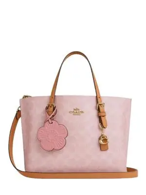 COACH Mollie Tote Bag 25 In Signature Canvas With Charms - Signature Canvas/gold/powder Pink