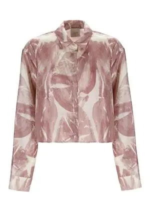 ALYSI Printed Cropped Shirt - Nude