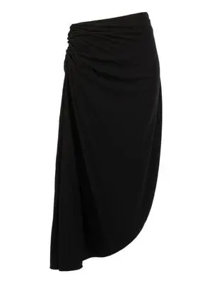TWINSET Asymmetrical Hem Midi Skirt With Pleated Details