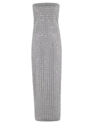 ROTATE BY BIRGER CHRISTENSEN Beaded Maxi Tube Dress - Gray