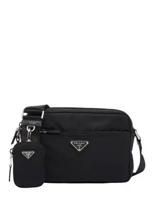 Prada Re-nylon Shoulder Bag With Detachable Pouch - Black
