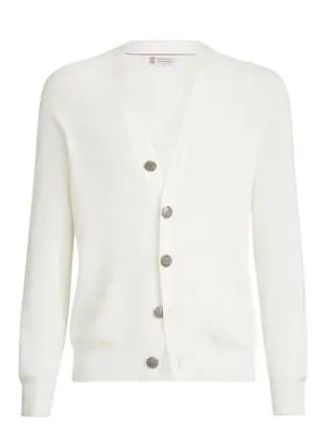 Brunello Cucinelli V-neck Ribbed Cardigan - White