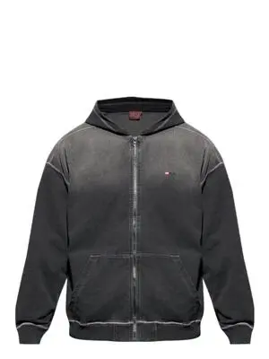 DIESEL® Zip-fastening Hoodie With Ribbed Trim - Black