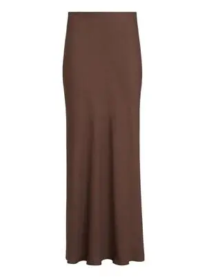 Brunello Cucinelli High-waist Maxi Skirt With Side Vents - Cocoa