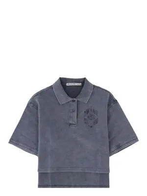 Alexander Wang Cropped Piqué Polo T-shirt - Blue
