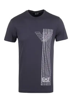 EA7 Navy Blue Round Collar Logo T-shirt - Black