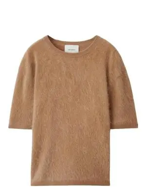 LISA YANG Maren Brushed Short-sleeve Knitted Sweater - Brown
