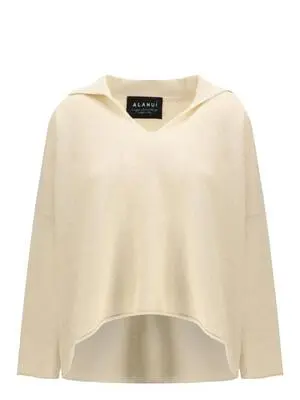 Alanui Collared Ribbed Knit Jumper - Off White