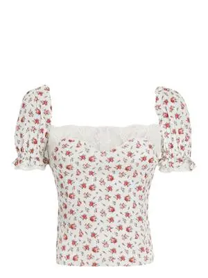 DOLCE & GABBANA Dolce & Gabbana Small Rose-Printed Charmeuse Top