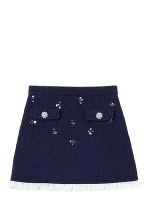 SELF-PORTRAIT Self-Portrait Sequin-Appliqués Knitted Skirt