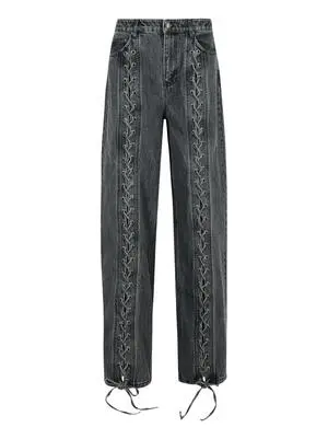 ROTATE BY BIRGER CHRISTENSEN Lace-up Wide-leg Jeans - Black