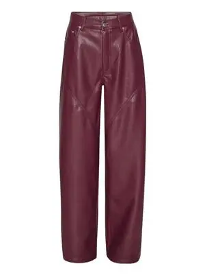 ROTATE BY BIRGER CHRISTENSEN Mid-rise Wide-leg Casual Pants - Red