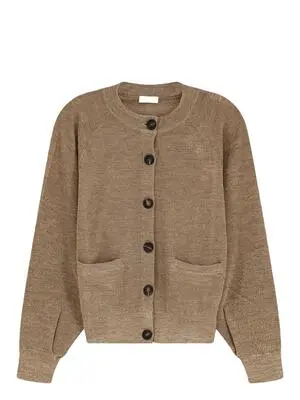 Brunello Cucinelli Crew Neck Long-sleeved Cardigan With Button Closure And Patch Pockets - Brown
