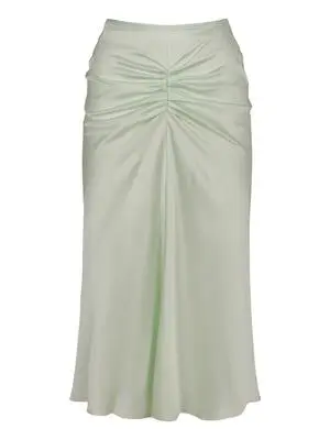 Victoria Beckham Gathered Crepe Midi Skirt - Gray