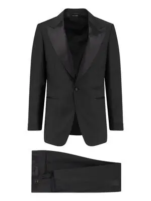 TOM FORD Single-breasted Satin Suit - Black