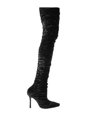 JIMMY CHOO Pleated Thigh-high Stiletto Boots - Black