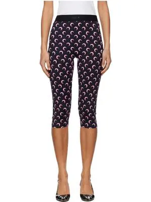 MARINE SERRE Capri Moon-printed Capri Leggings - Black
