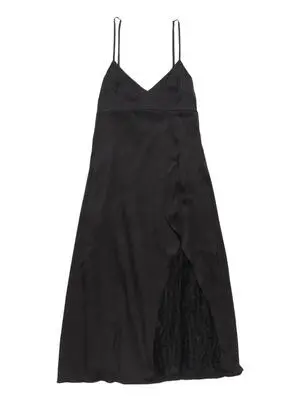 Acne Studios Satin Slip Dress With Lace Detail - Black