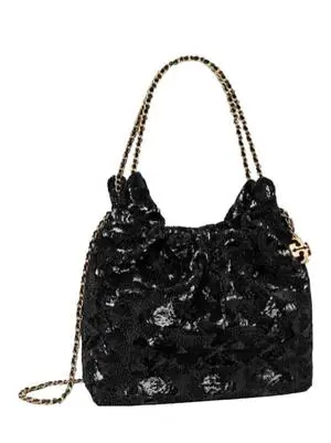 Tory Burch Fleming Sequin Mini Hobo Bag - Black