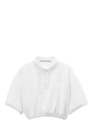 Alexander Wang Cropped Polo Top With Embroidered Logo - White