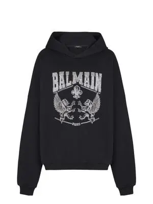 Balmain Logo Embellished Hoodie - Black