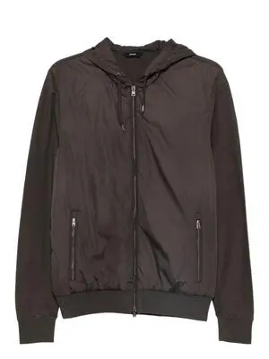 Herno Zip-up Hooded Drawstring Jacket - Black