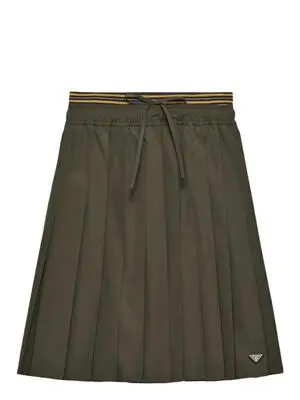 Prada Pleated Poplin Midi Skirt - Military Green