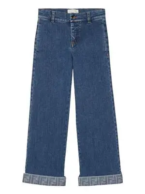 Fendi Logo Cuff Jeans - Blue